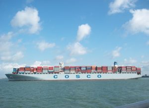 cosco faith containerschip vaart op westerschelde